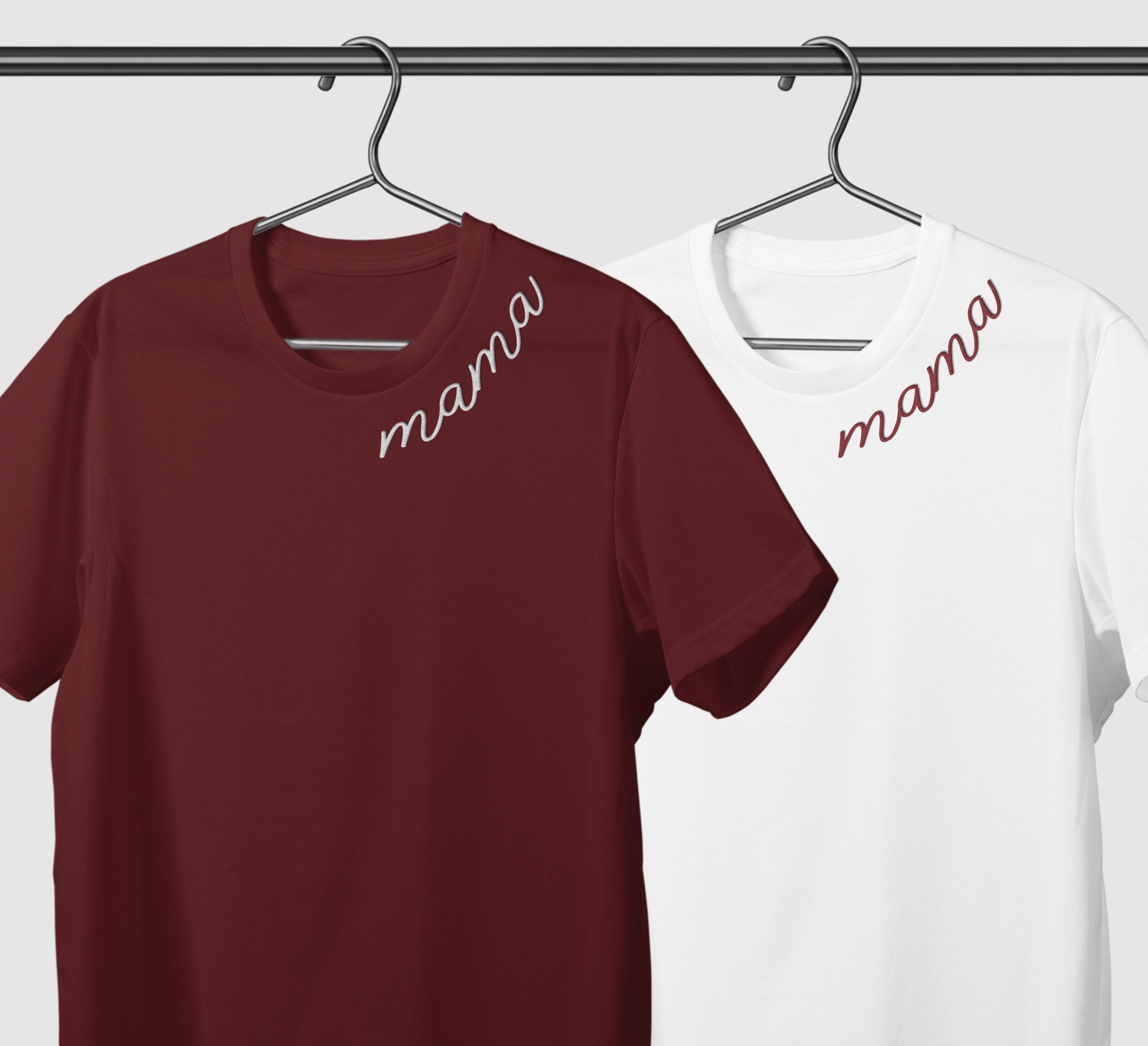 Mama Shirt, Embroidered Mama Shirt, Mama on Neckline Mama Shirt, Embroidered Mama Shirt, Mama on Neckline