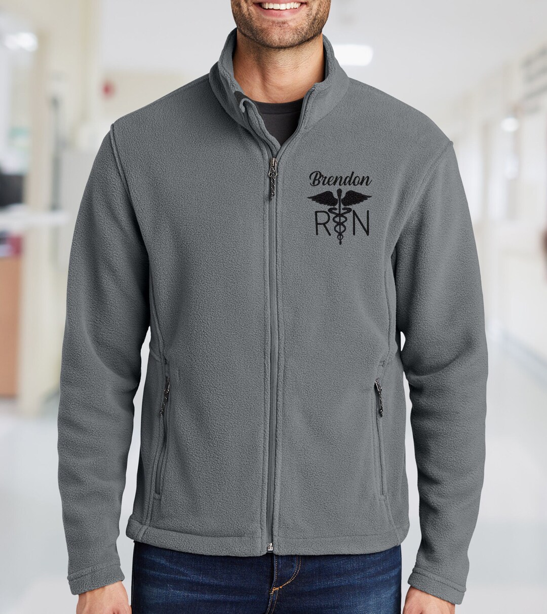 Personalized Embroidered Nurse Jacket, RN Fleece Jacket, Embroidery ...