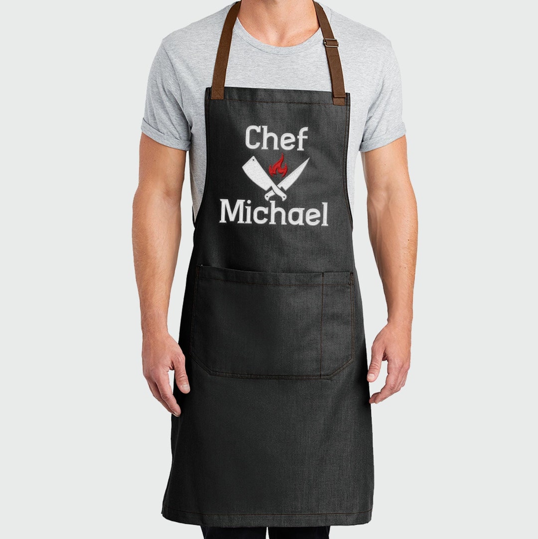 Custom Embroidered Chef Apron With Pockets, Embroidery Apron, Chef ...
