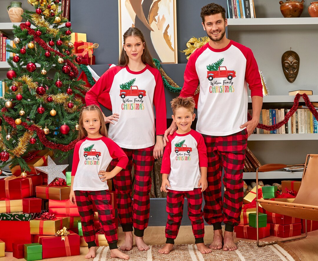 Red Truck Christmas Tree Raglan, Matching Christmas Raglan Shirt ...