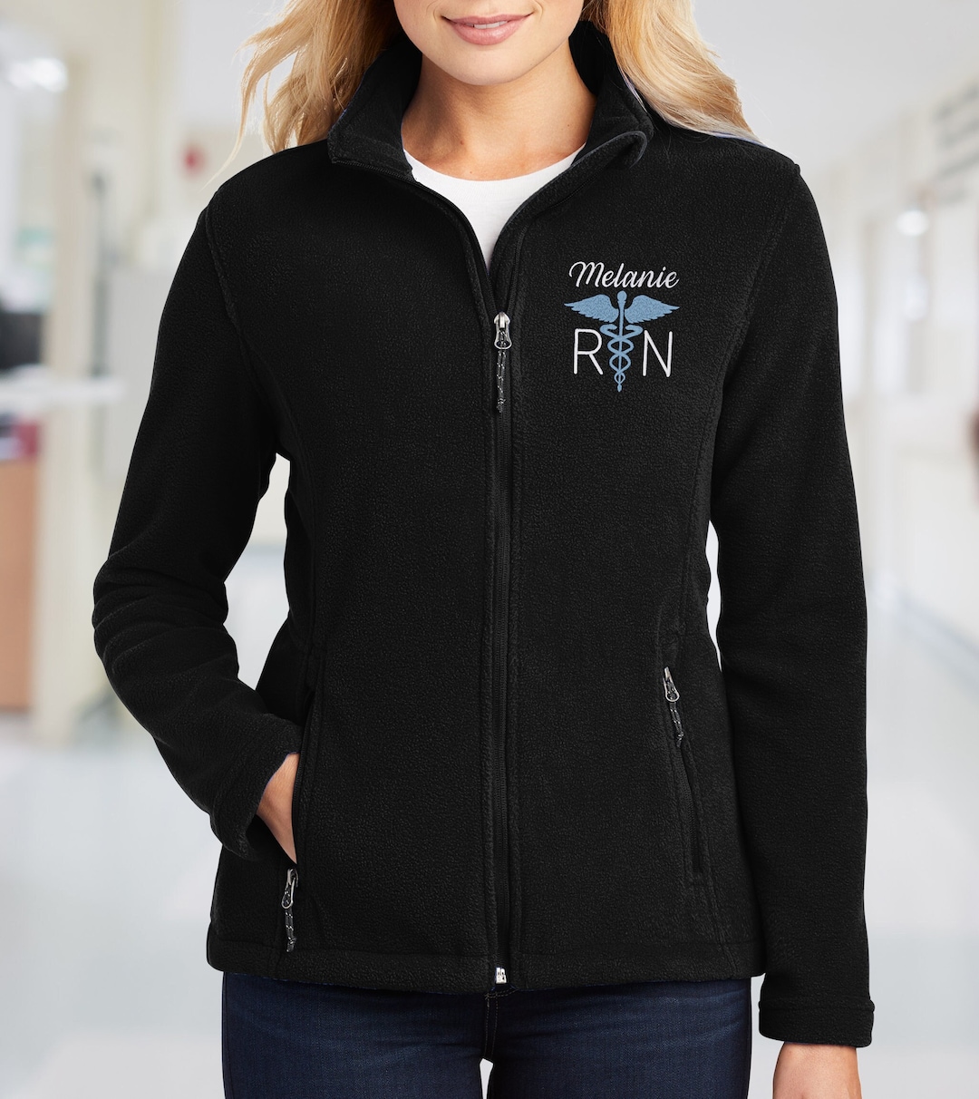 Custom Embroidery Nurse Jacket, RN Fleece Jacket, Embroidered ...