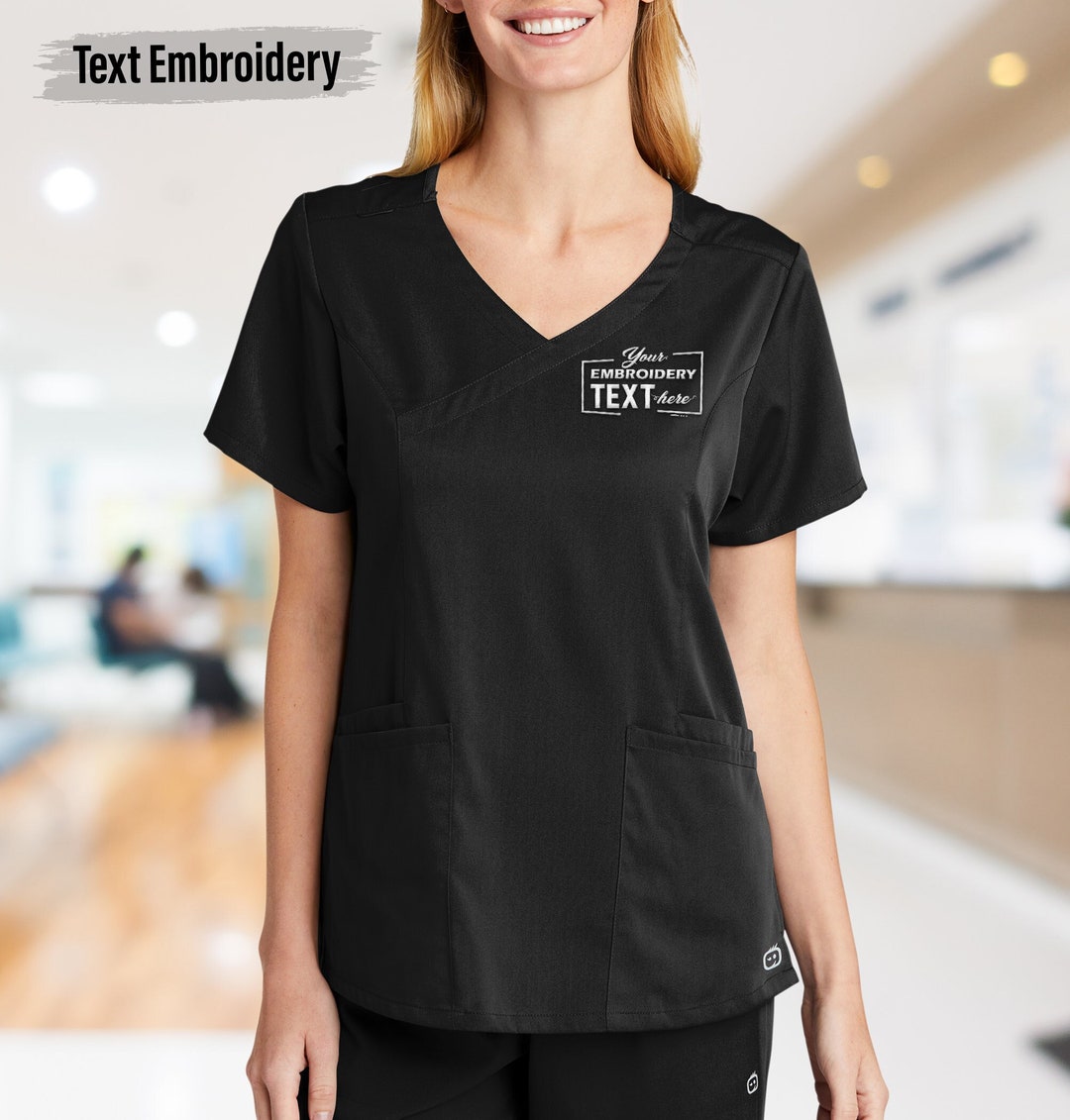 Personalized Embroidered Scrub V Neck, Embroidered Scrub V Neck ...