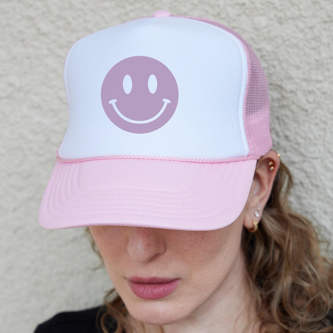 Smile Face Trucker Hat, Happy Face Hat, Emoji Caps, Smile Face Mesh ...