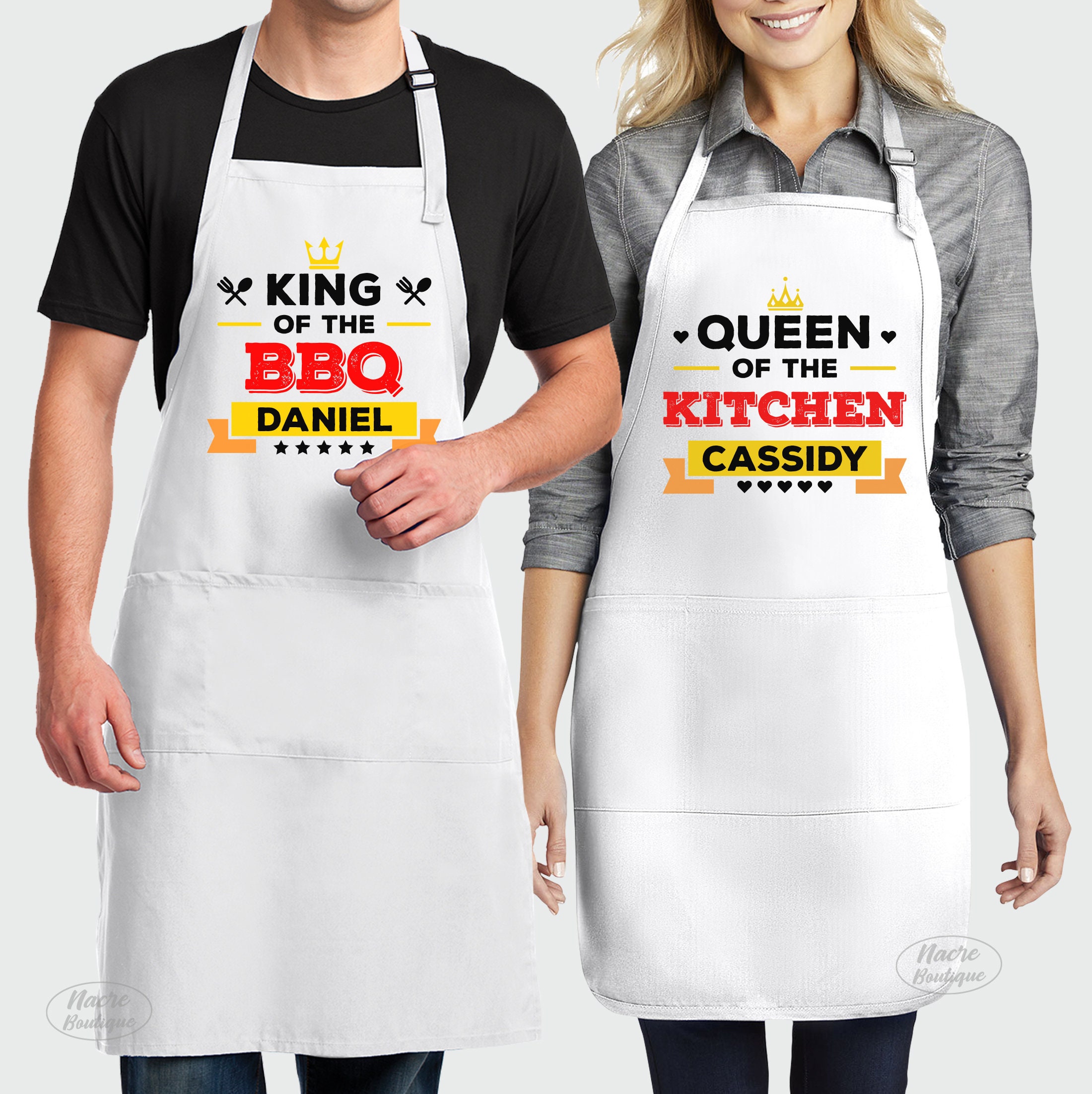 Personalized Aprons For Couples Matching Aprons His And Her Etsy