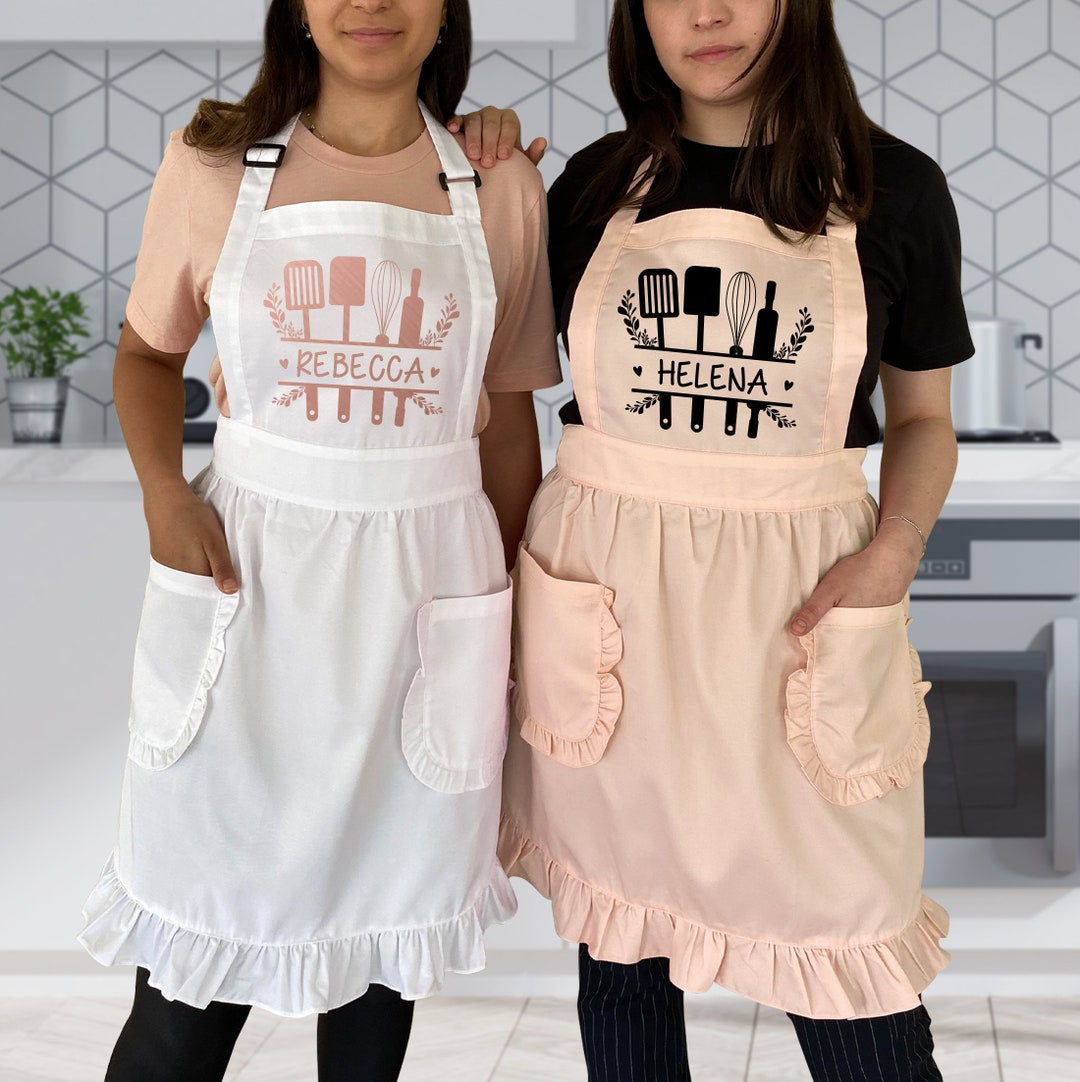 Personalized Aprons for Women, Bakery Apron, Custom Name Women Ruffled ...