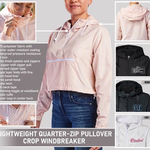 Custom Crop Windbreaker Jacket, Personalized Crop Windbreaker Jacket ...