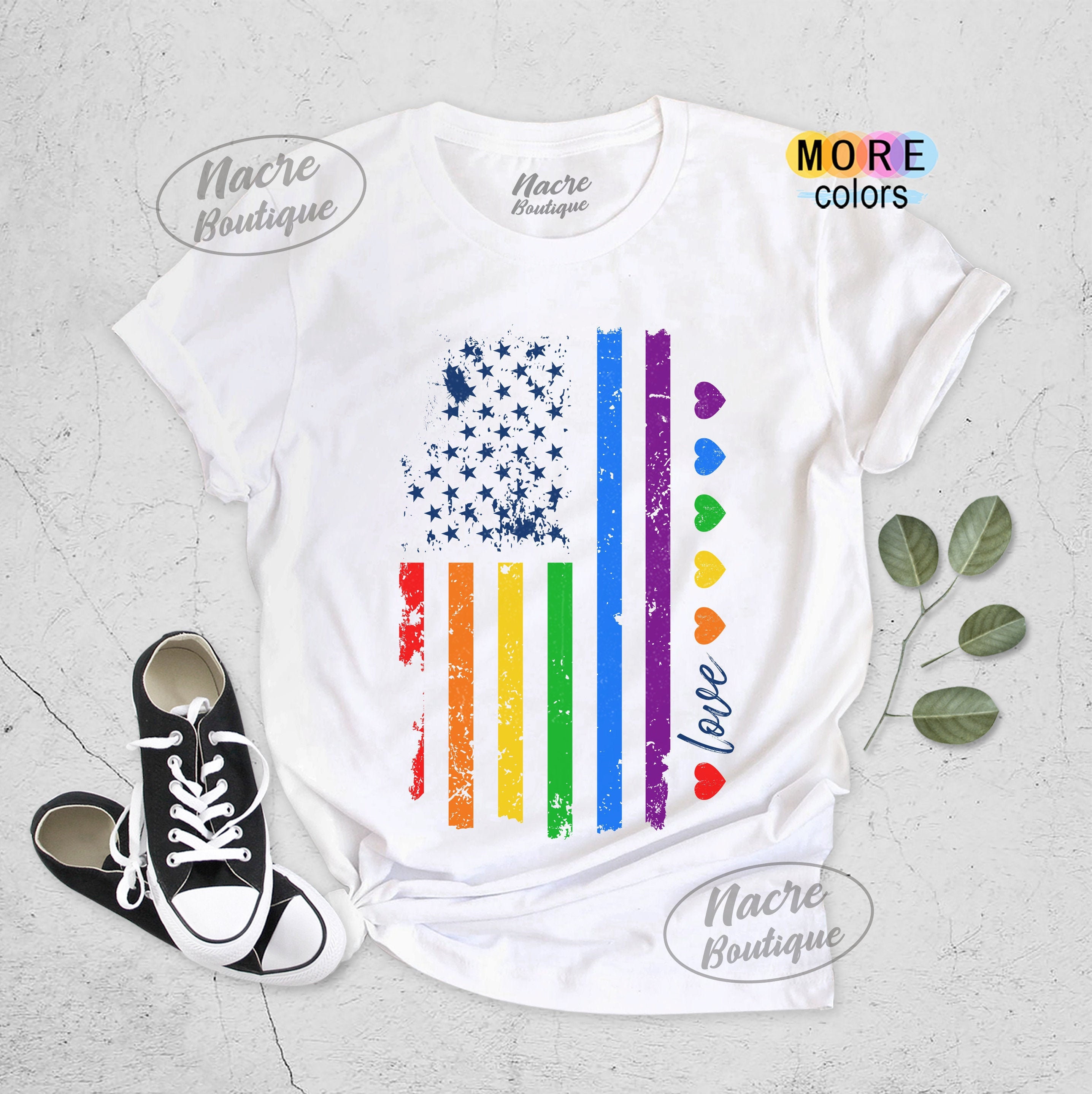 Gay Pride Shirt Rainbow American Flag Shirt LGBT Shirt | Etsy
