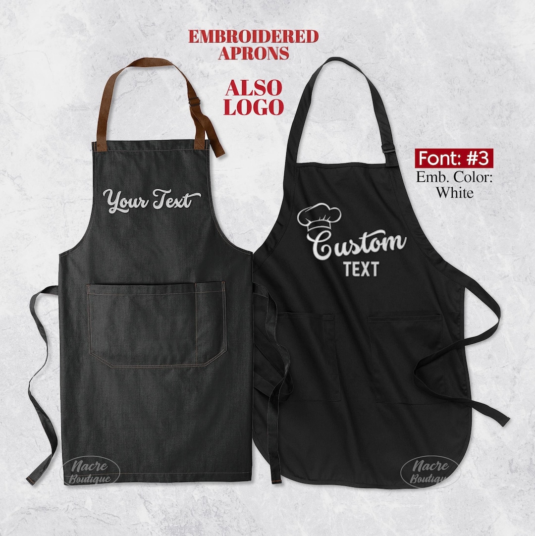 Custom Embroidered Apron, Personalize Embroidered Apron for Men Women ...