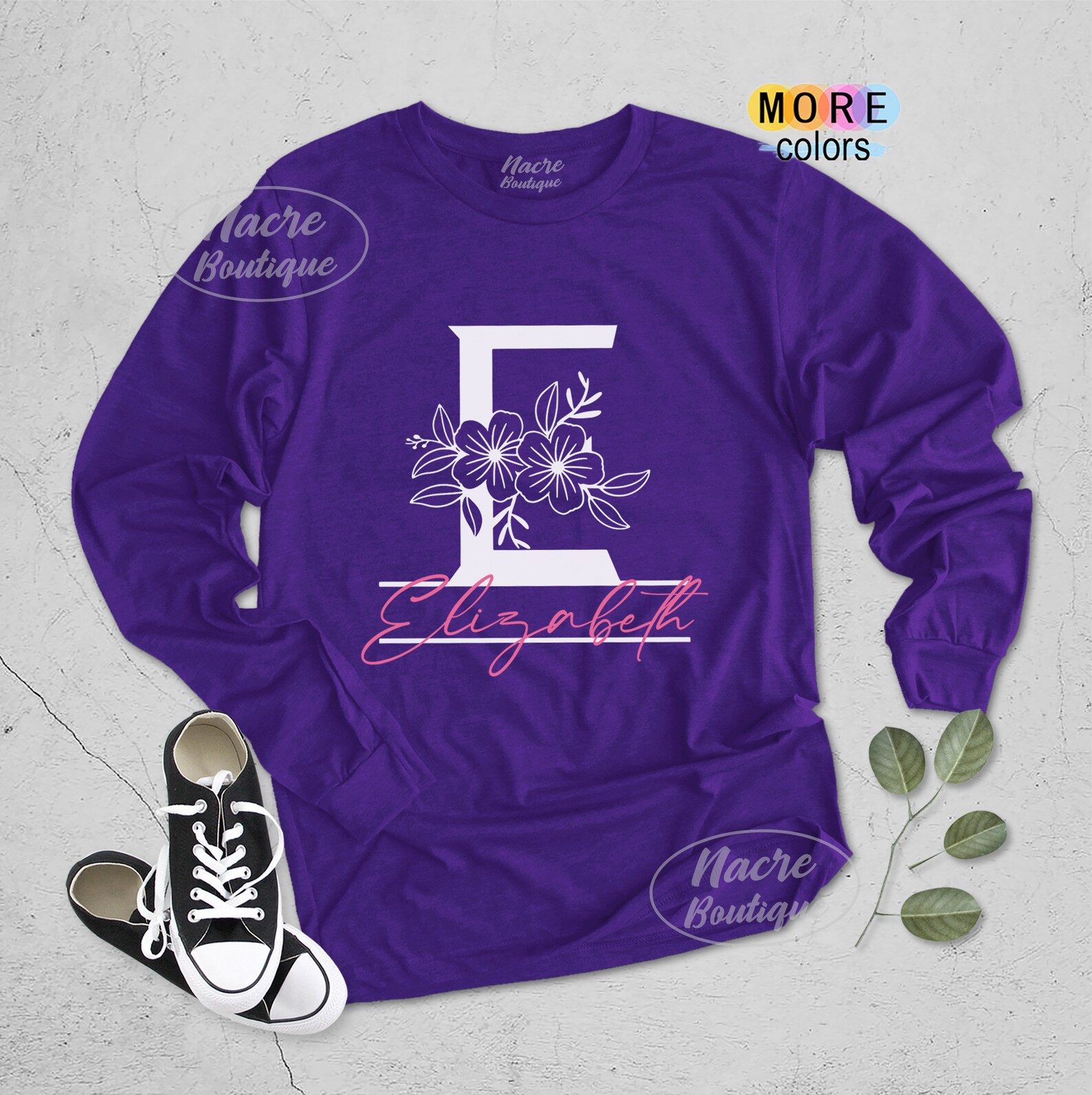 Personalized Monogram Shirt, Floral Tee Shirt, Custom Name Shirt ...