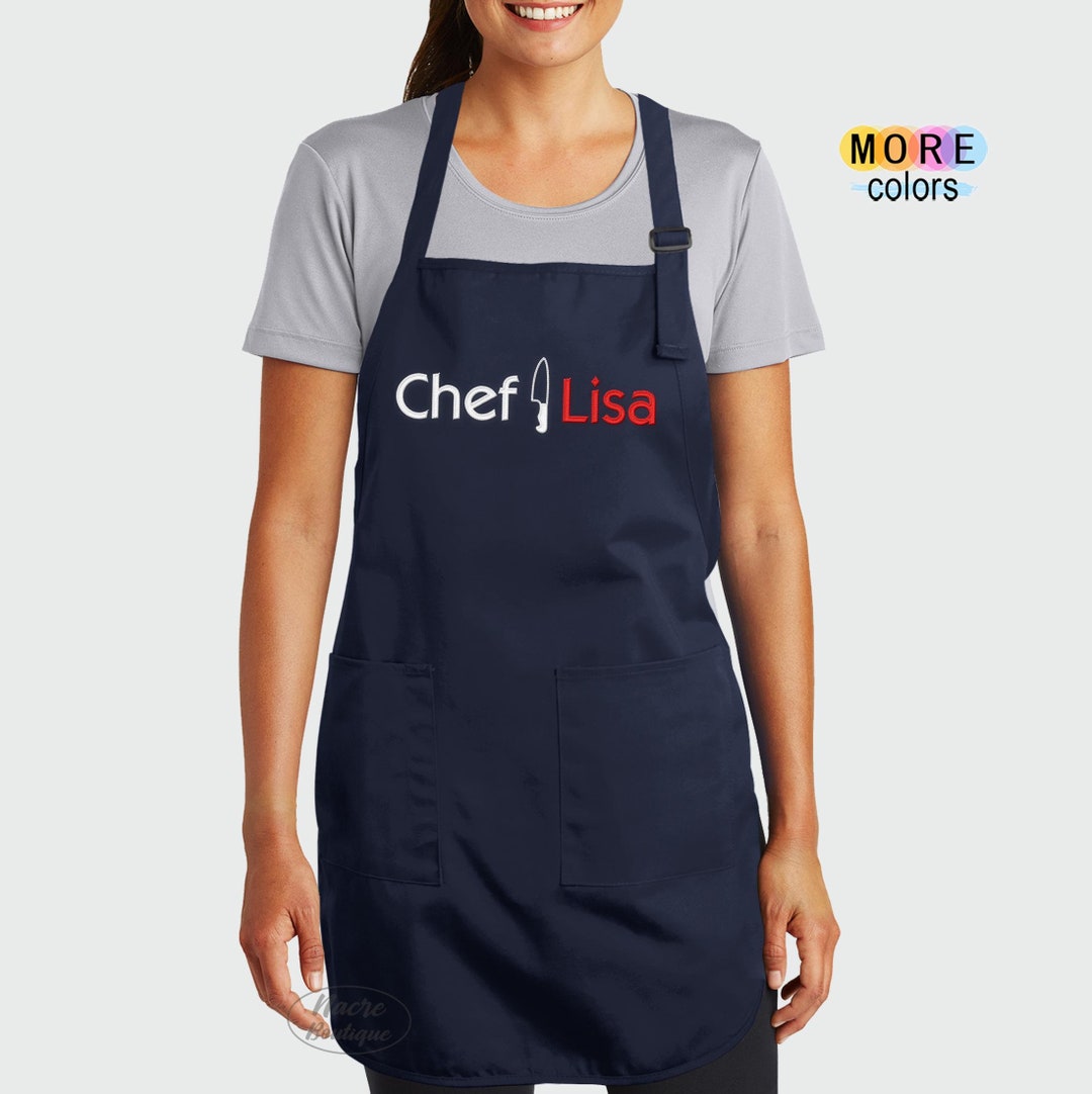 Custom Embroidered Chef Apron, Personalize Apron With Pockets, Chef ...
