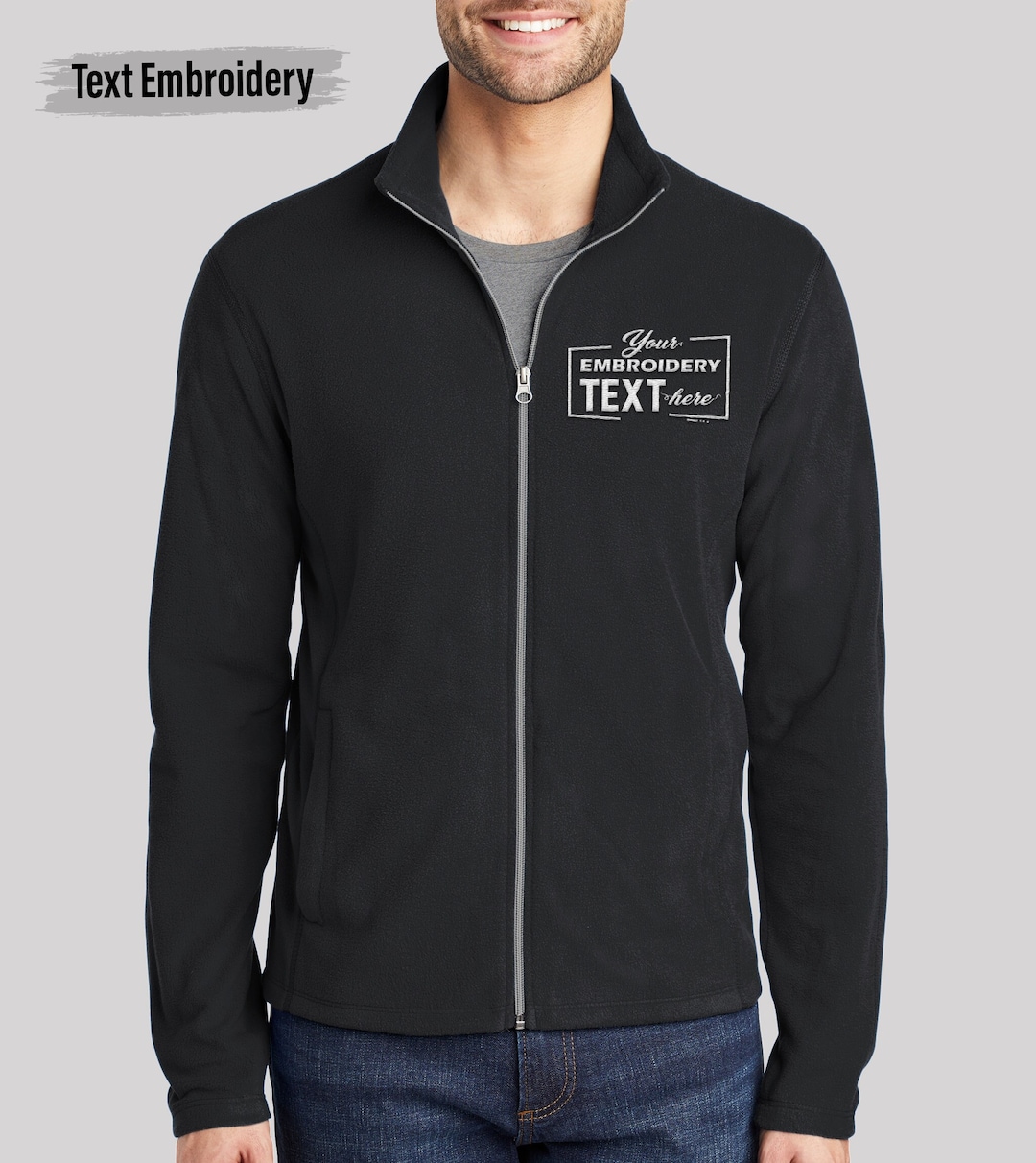 Custom Embroidered Microfleece Jacket, Personalized Full Zip Jacket ...