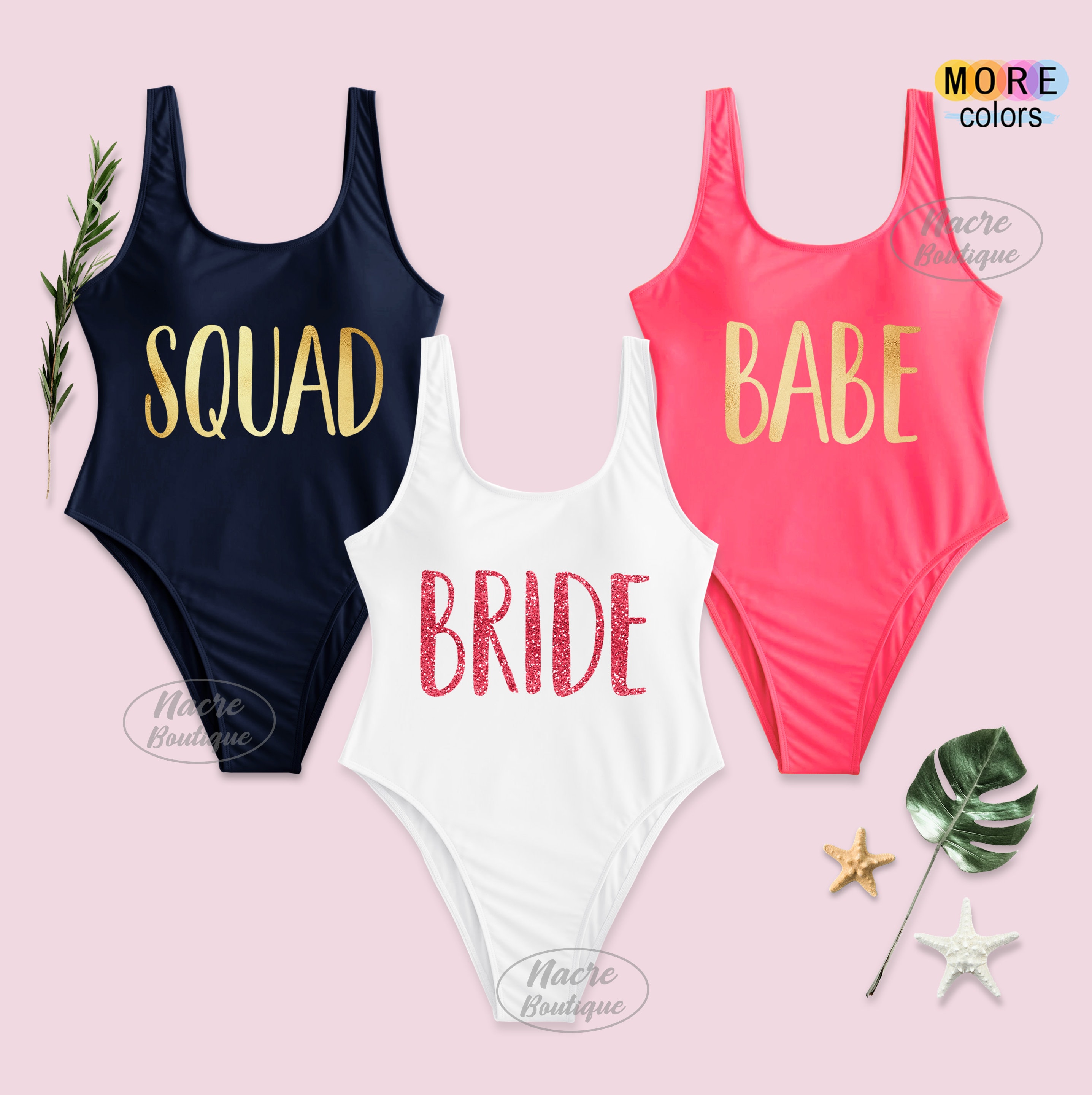 Bride Squad Swimsuits Bridesmaid Swimsuits Bride Bathing Etsy