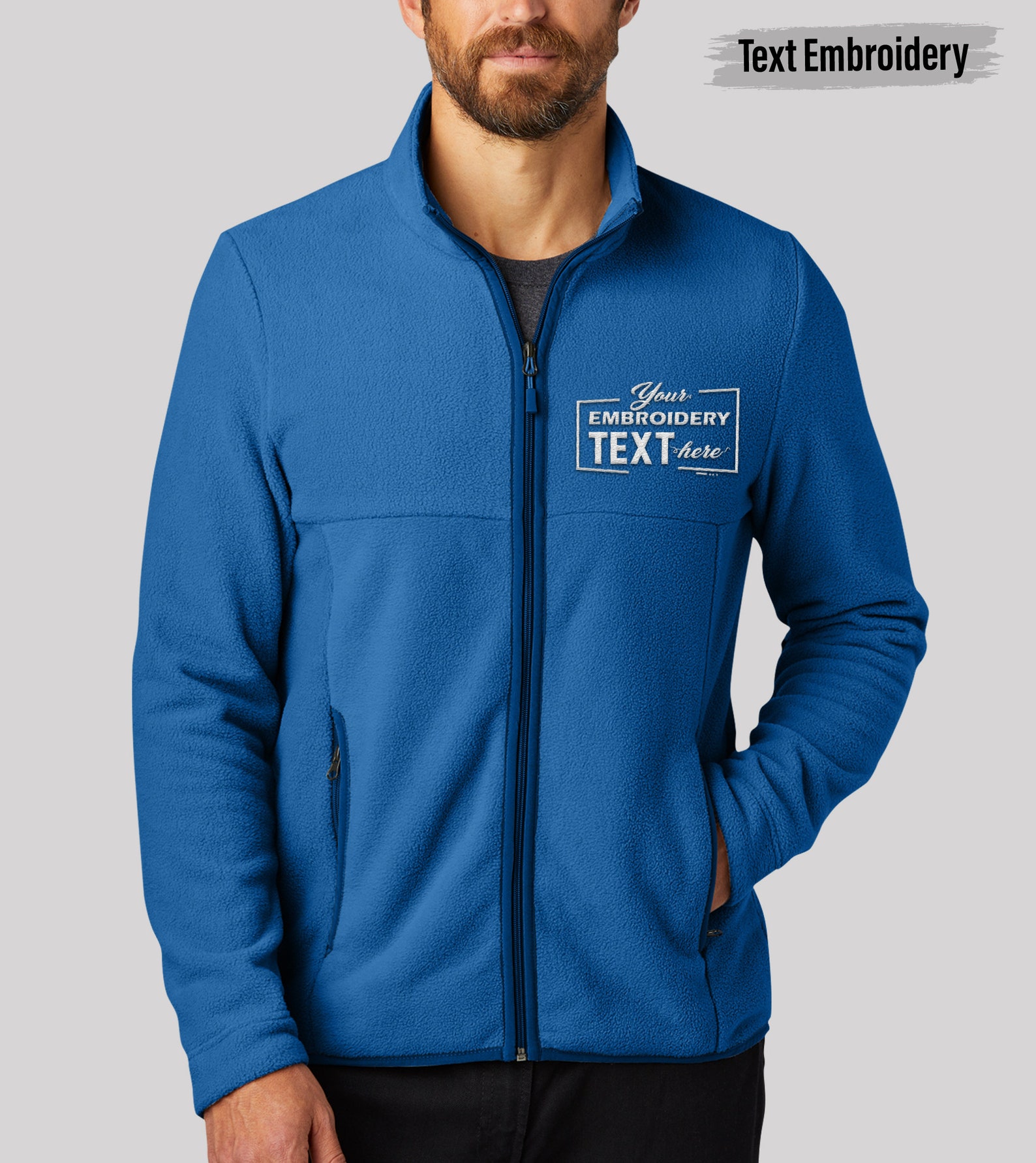 Embroidered Microfleece Jacket, Personalized Logo Full Zip Jacket ...