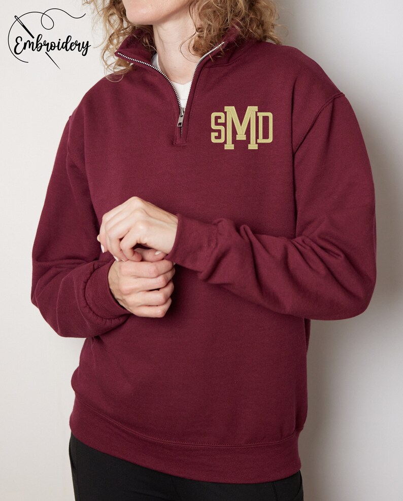Custom Embroidered Quarter Zip Sweatshirt, Custom Monogrammed ...