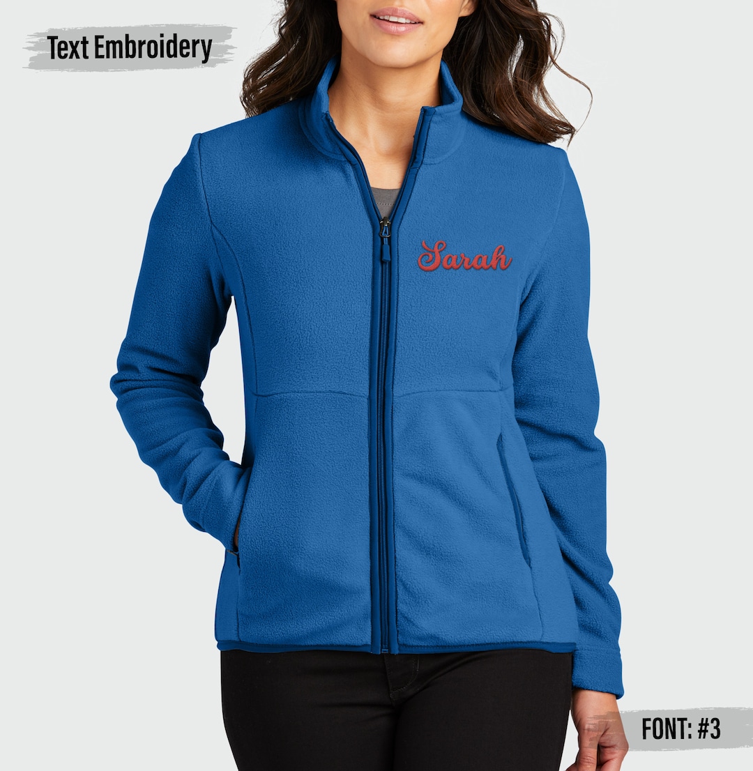 Custom Embroidered Ladies Microfleece Jacket, Personalized Logo Full ...