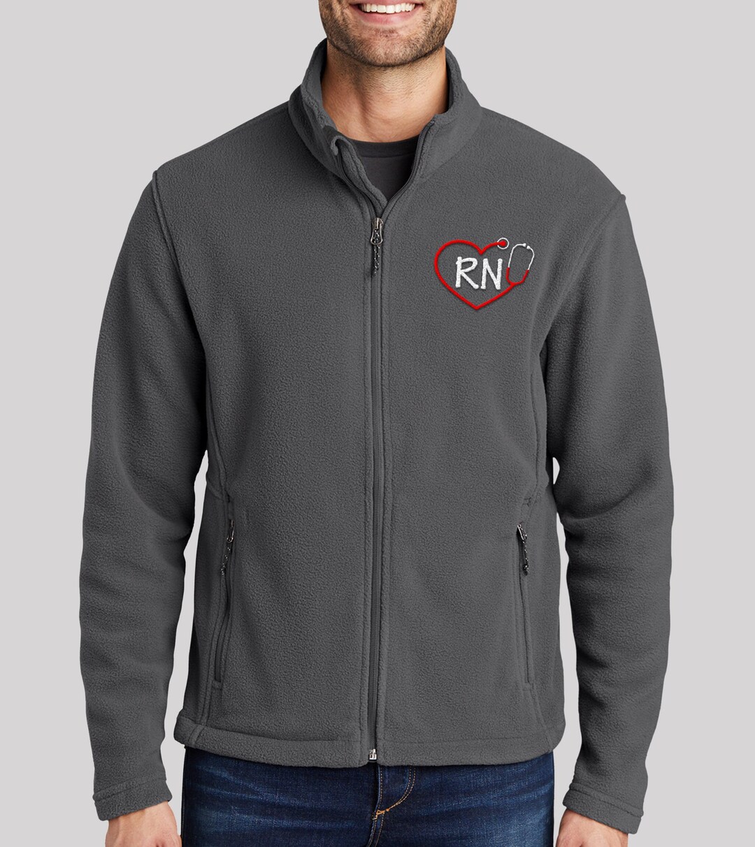 Embroidered RN Full Zip Jacket, Custom Nurse Fleece Jacket, Monogrammed ...