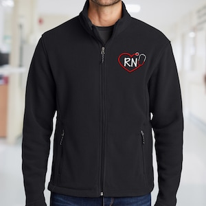 Embroidered RN Full Zip Jacket, Custom Nurse Fleece Jacket, Monogrammed ...