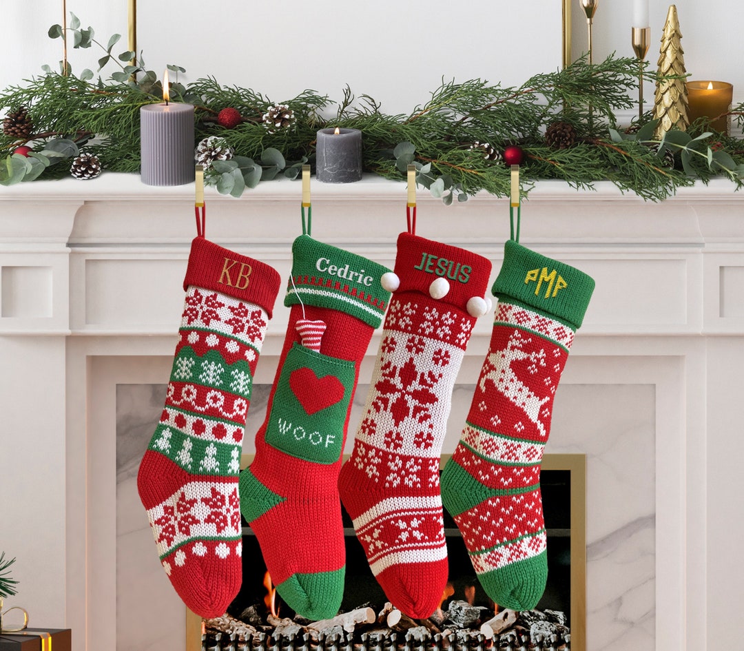 Personalized Knitted Christmas Stockings, Custom Christmas Stocking ...