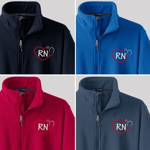 Embroidered RN Full Zip Jacket, Custom Nurse Fleece Jacket, Monogrammed ...