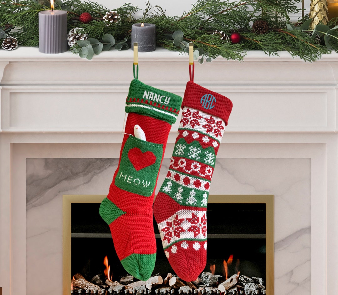 Custom Knitted Christmas Stockings, Personalized Christmas Stocking ...