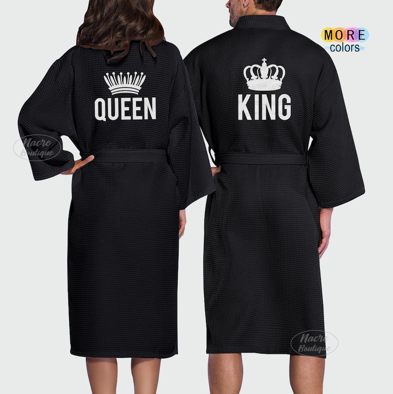 King and Queen Robes, Couple Waffle Robes, Personalized Waffle Spa ...