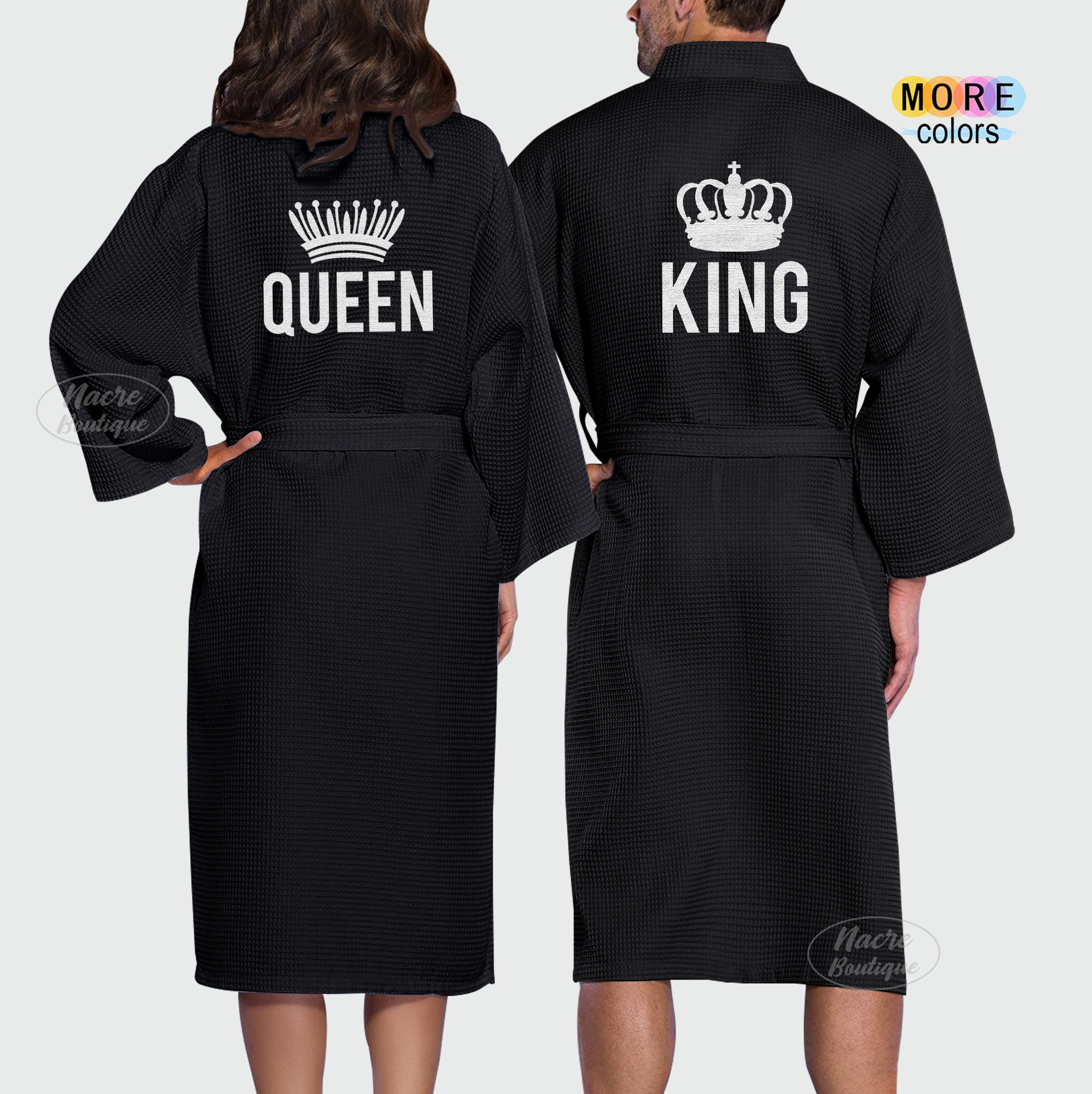 King and Queen Robes, Couple Waffle Robes, Personalized Waffle Spa ...