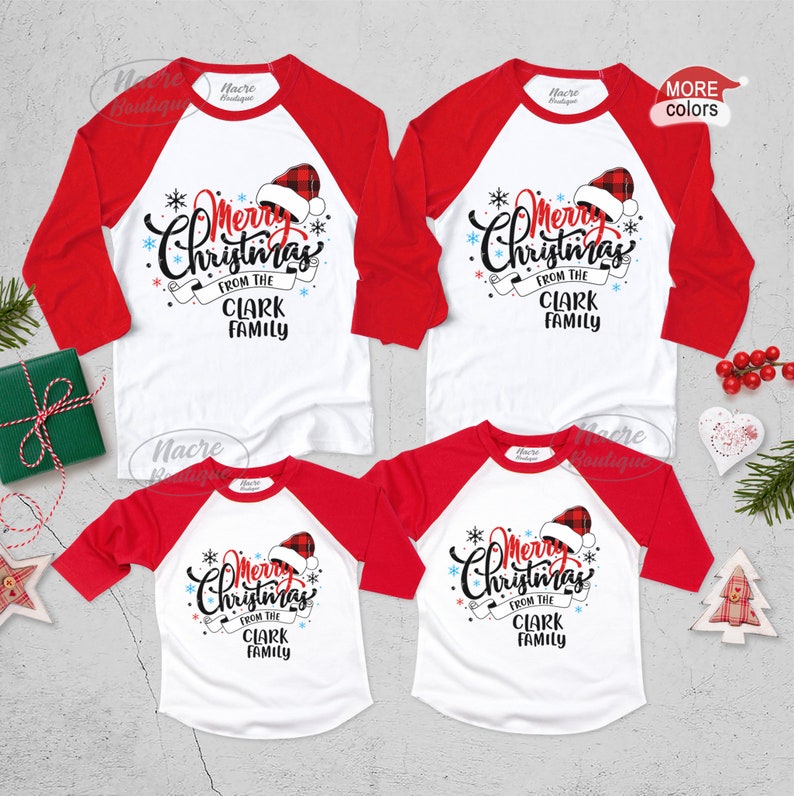 Merry Christmas Raglan Shirt Family Christmas Shirt Custom | Etsy