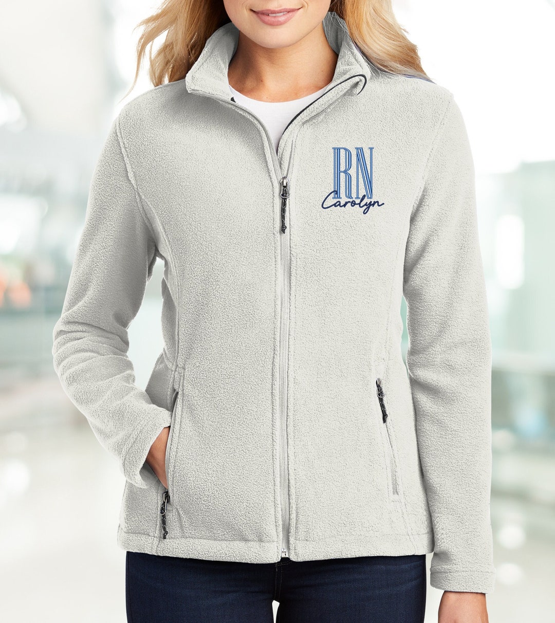 Custom Embroidered Nurse Full Zip Jacket, Rn Jacket, Embroidery ...