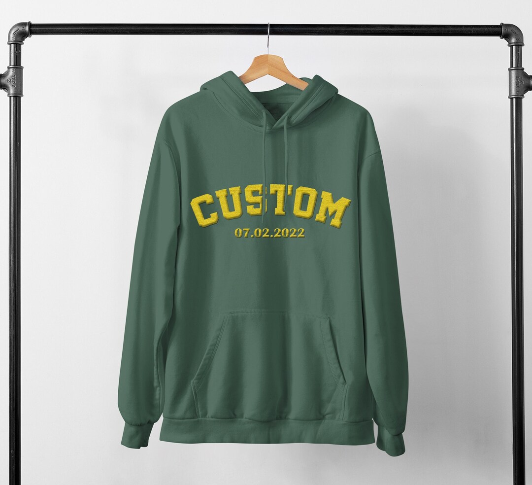 Custom Embroidered Hoodies, Custom Embroidered Pullover, Add Your Text ...