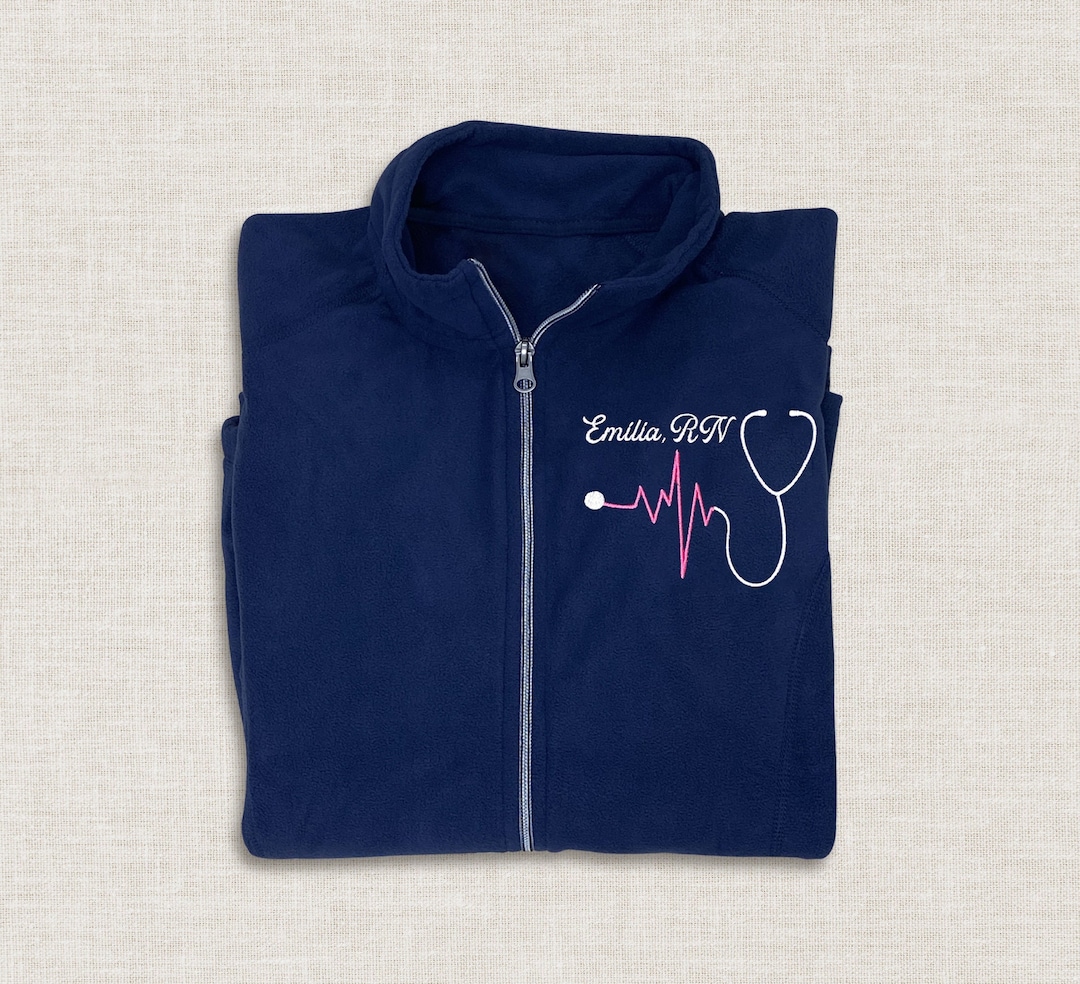 Custom Embroidered Nurse Fleece Jacket, Personalized Ladies Heart ...