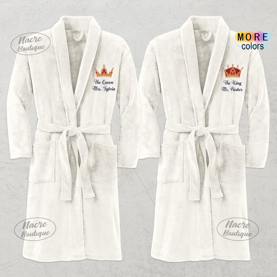 Embroidered King Queen Robes, Couples Robes, His and Hers Robes ...