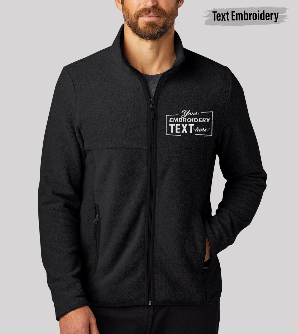 Embroidered Microfleece Jacket, Personalized Logo Full Zip Jacket ...