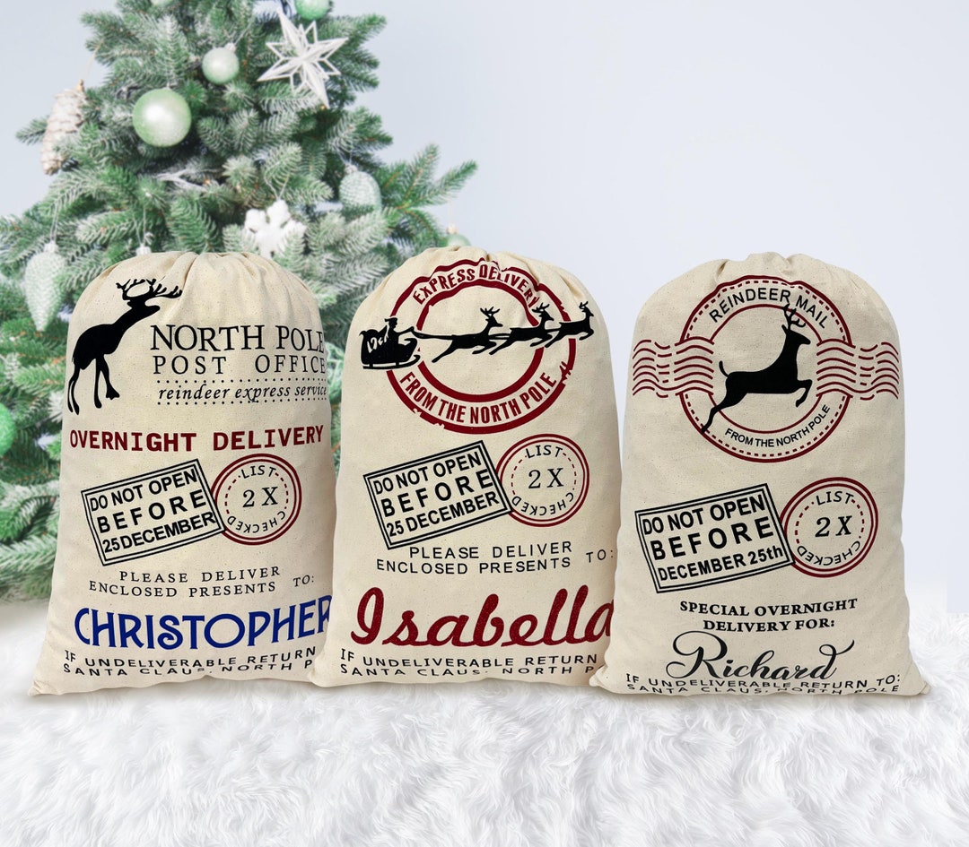 Custom Santa Sack With Name, Personalized Jumbo Santa Bag, Holiday Gift ...