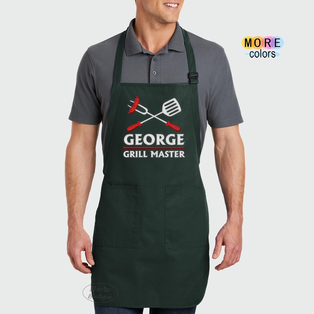 Custom Name Grill Master Apron Embroidered, Grill Master Apron, Custom ...