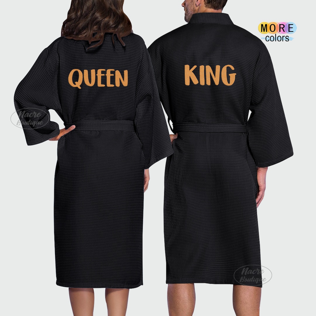 King and Queen Robes, Honeymoon Robes, Personalized Waffle Spa Robes ...
