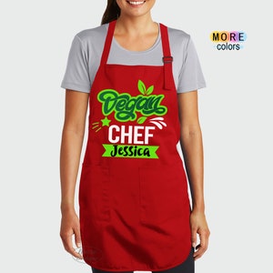 Personalized Vegan Chef Apron, Vegan Apron, Vegetarian Chef Apron, Gift ...