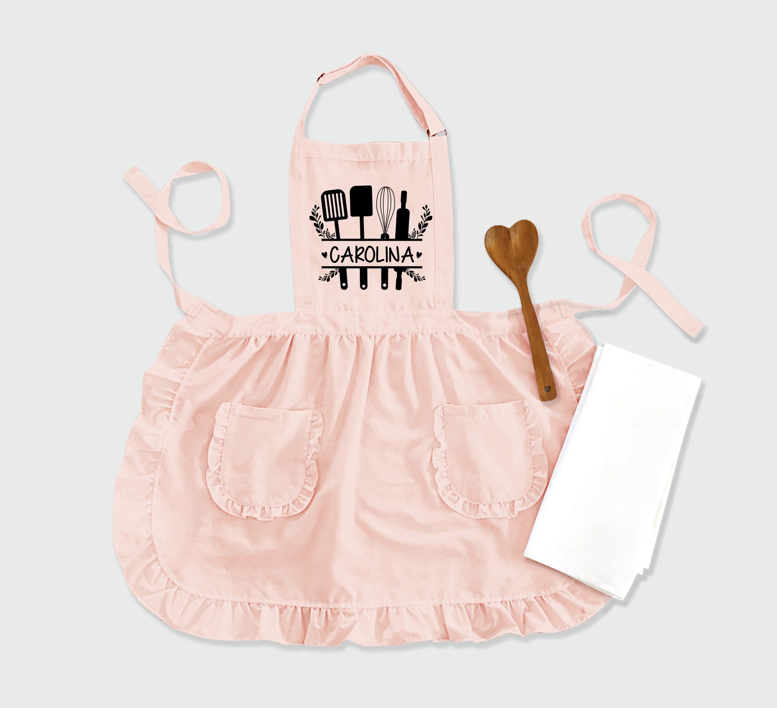 Personalized Aprons for Women, Bakery Apron, Custom Name Women Ruffled ...