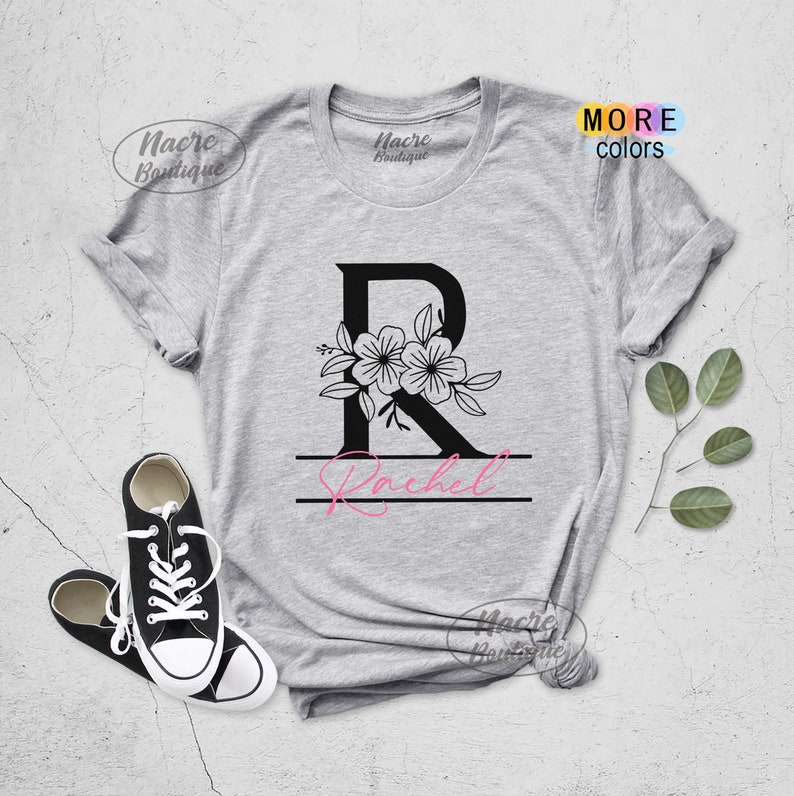Personalized Monogram Shirt, Floral Tee Shirt, Custom Name Shirt ...