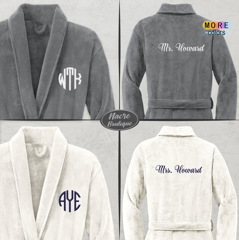 Custom Embroidered Robe Personalized Robe Mr and Mrs Robes - Etsy