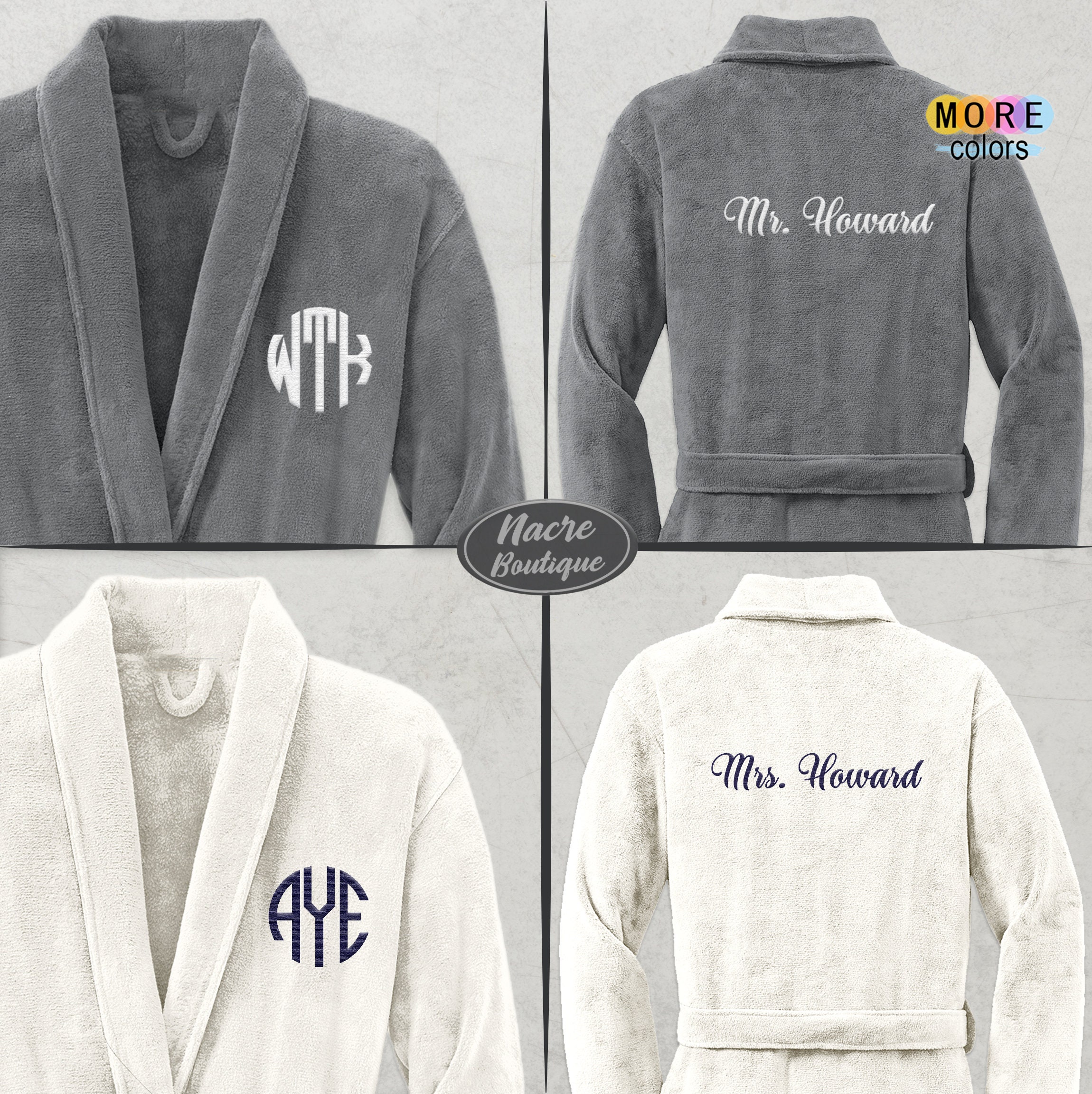 Custom Embroidered Robe Personalized Robe Mr and Mrs Robes - Etsy
