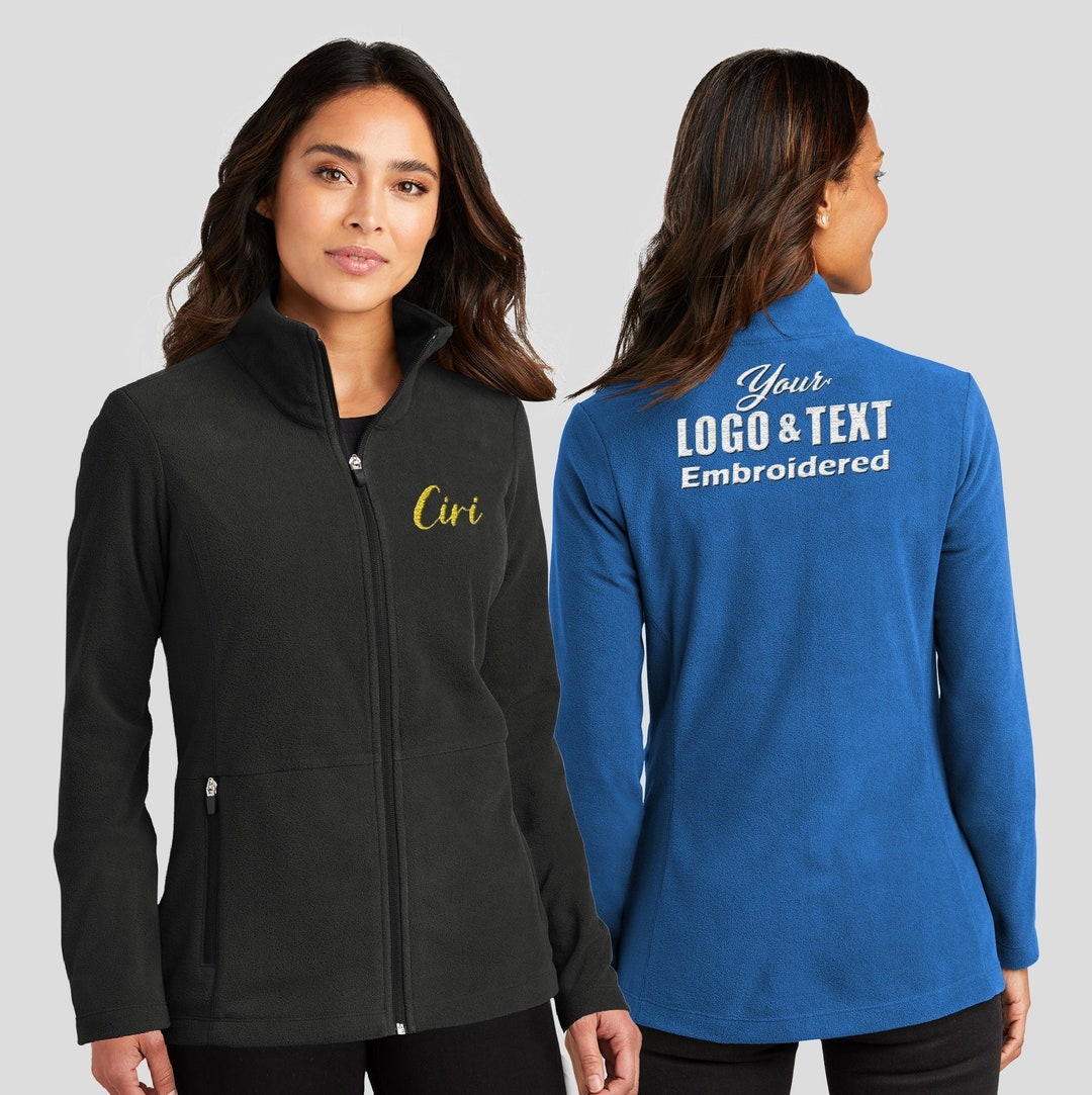 Custom Embroidered Ladies Microfleece Jacket, Personalized Text Full ...