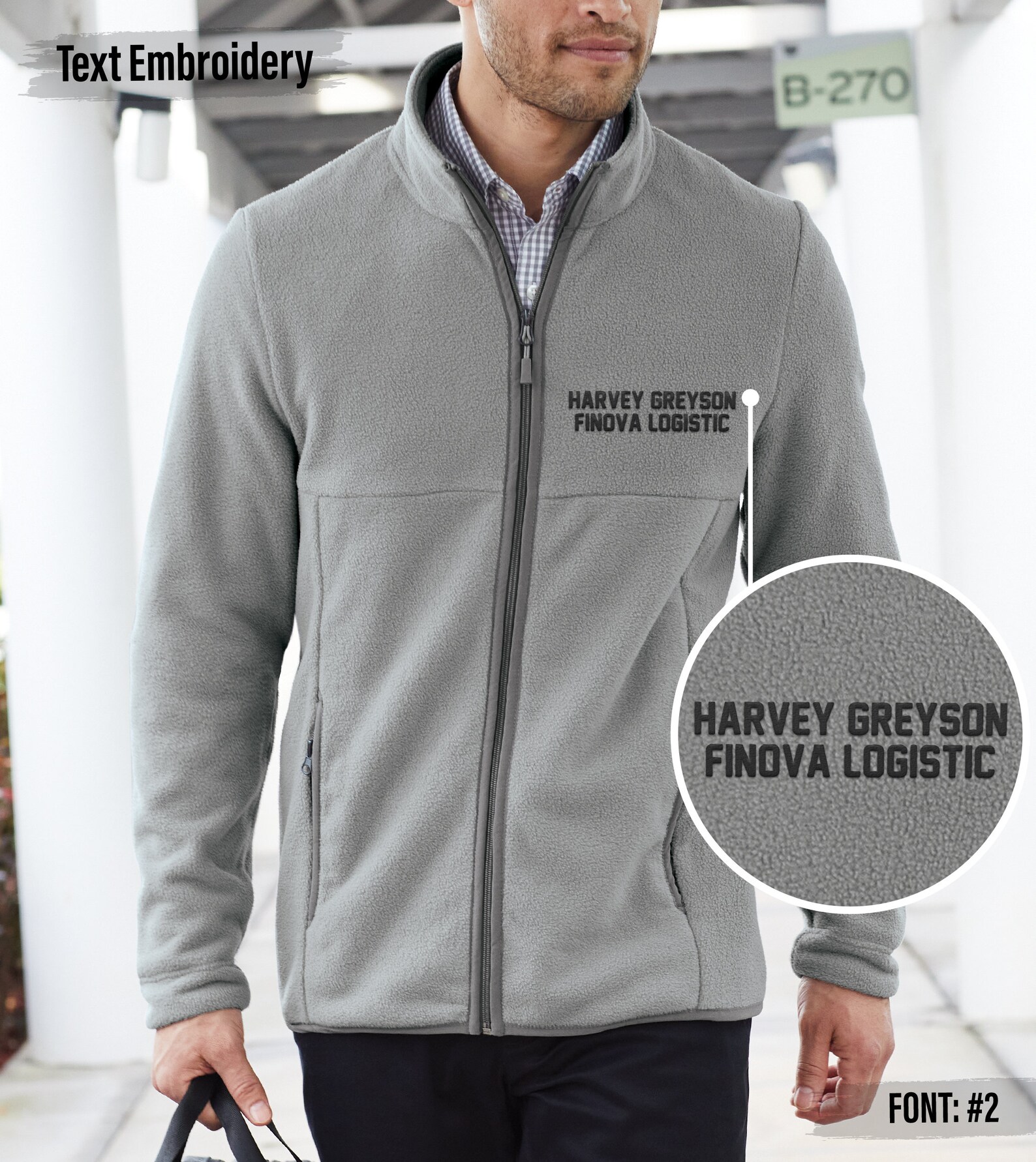 Embroidered Microfleece Jacket, Personalized Logo Full Zip Jacket ...