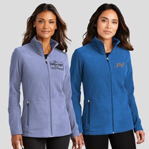 Custom Embroidered Ladies Microfleece Jacket, Personalized Text Full ...