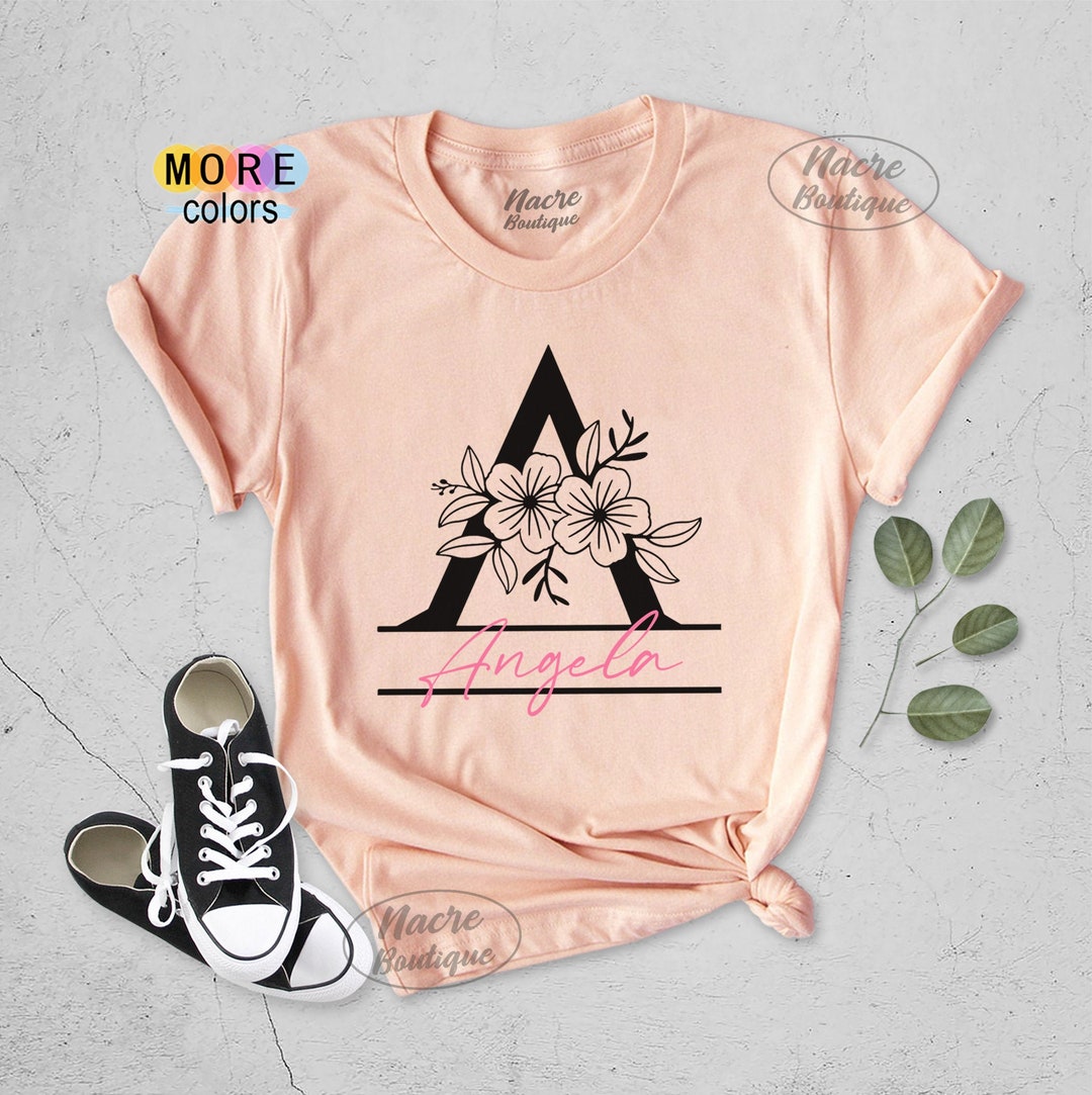 Personalized Monogram Shirt, Floral Tee Shirt, Custom Name Shirt ...