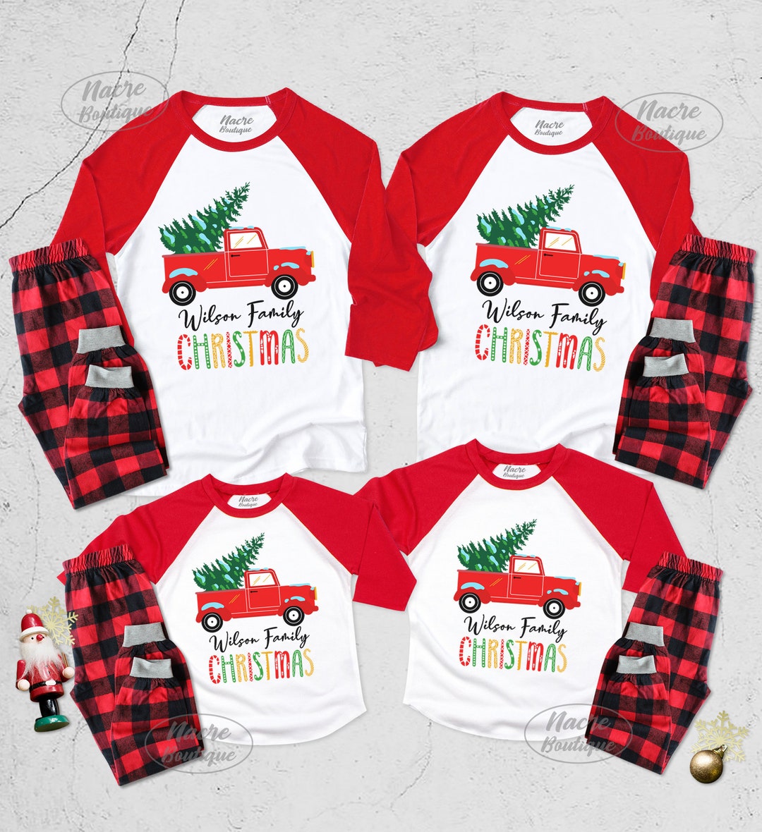 Personalized Family Raglan, Matching Family Christmas Red Harvest Truck ...