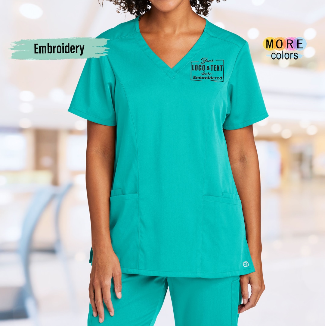 Embroidered Scrub Women's V Neck, Hospital Scrub V Neck, Personalized ...