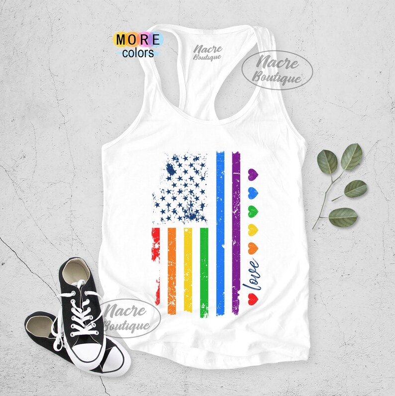 Rainbow American Flag Tanks Gay Pride Tanks Rainbow LGBT - Etsy