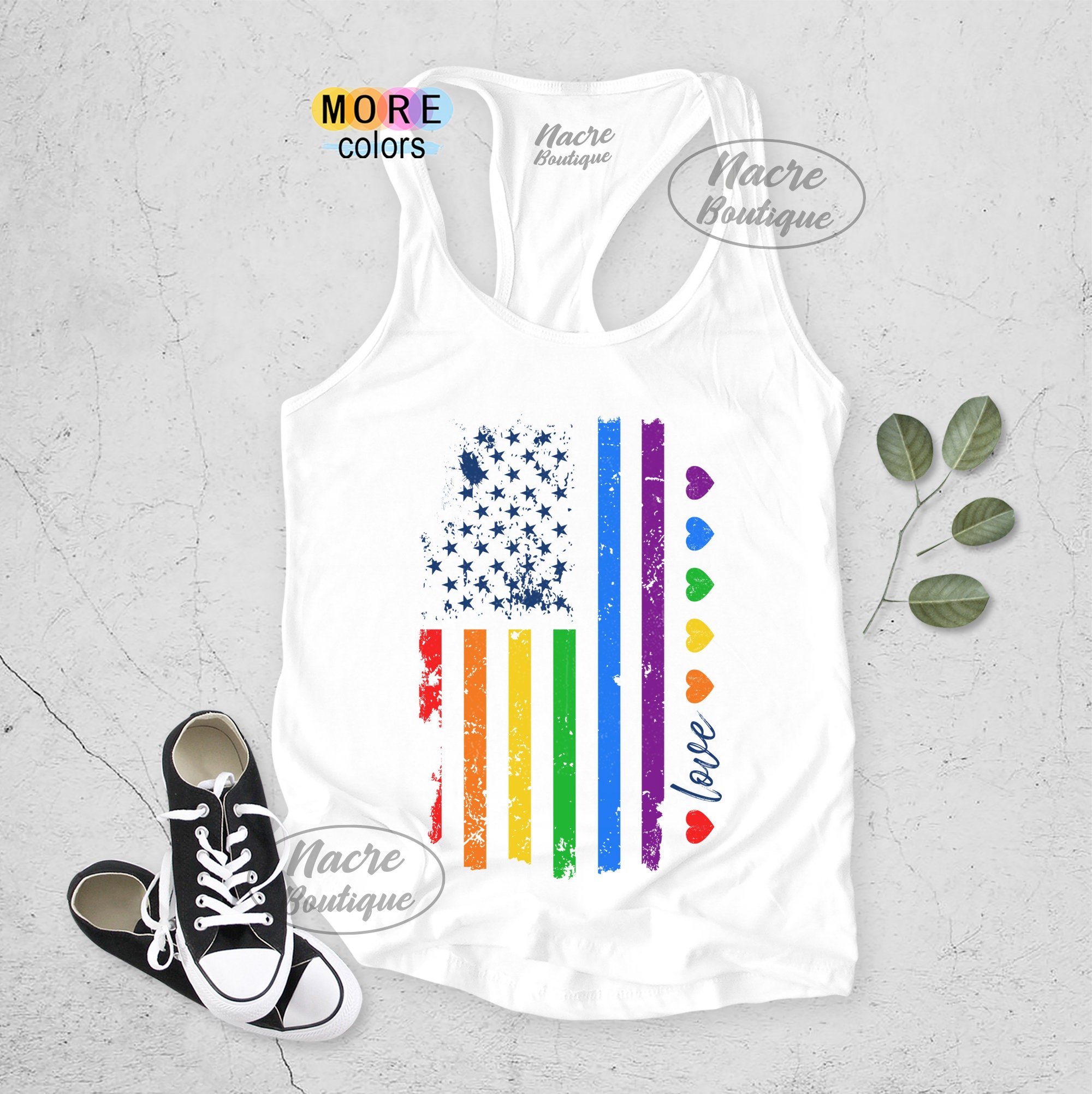 Rainbow American Flag Tanks Gay Pride Tanks Rainbow LGBT | Etsy