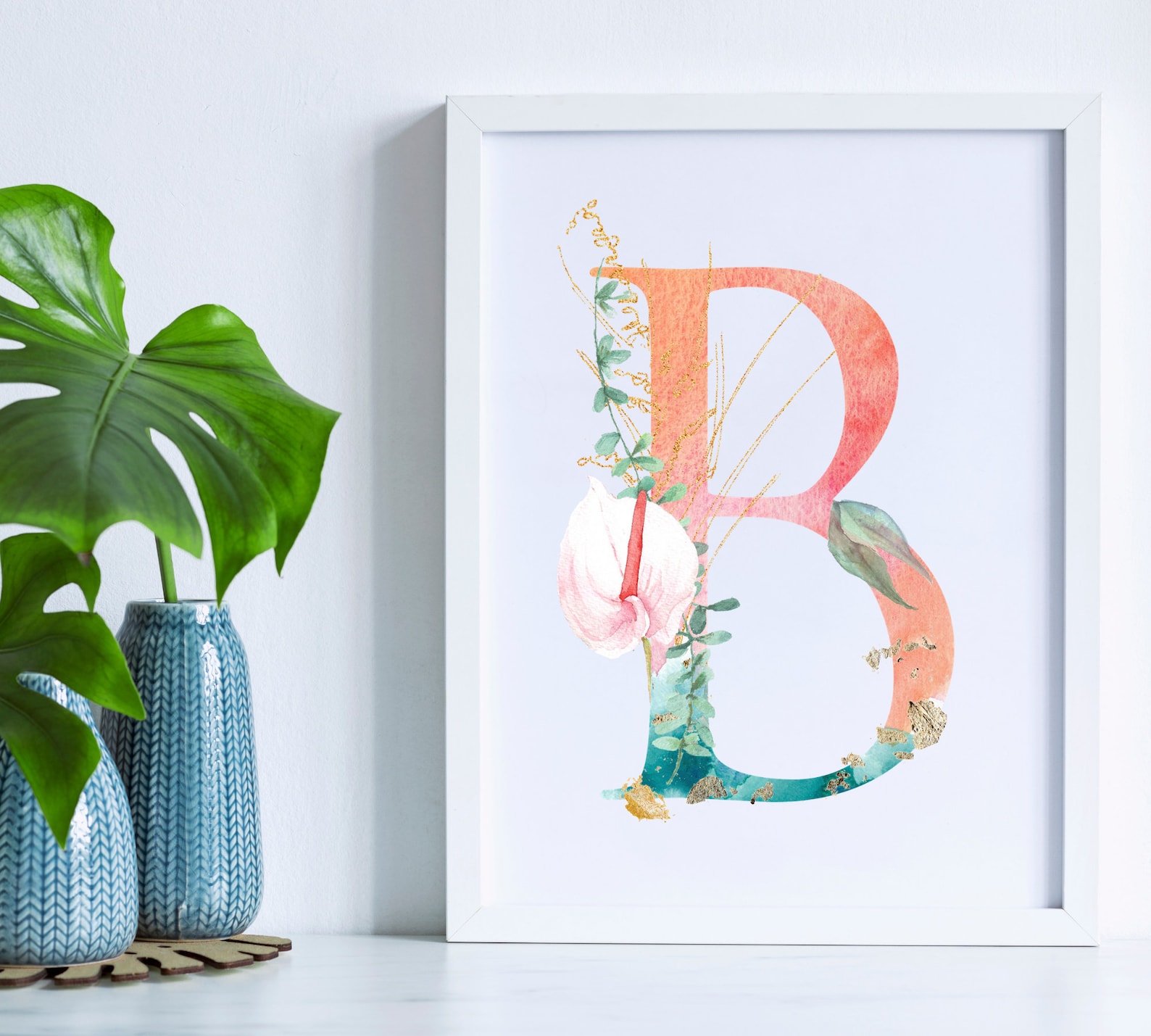 Letter B Print Tropical Pastel Beach Floral Alphabet - Etsy