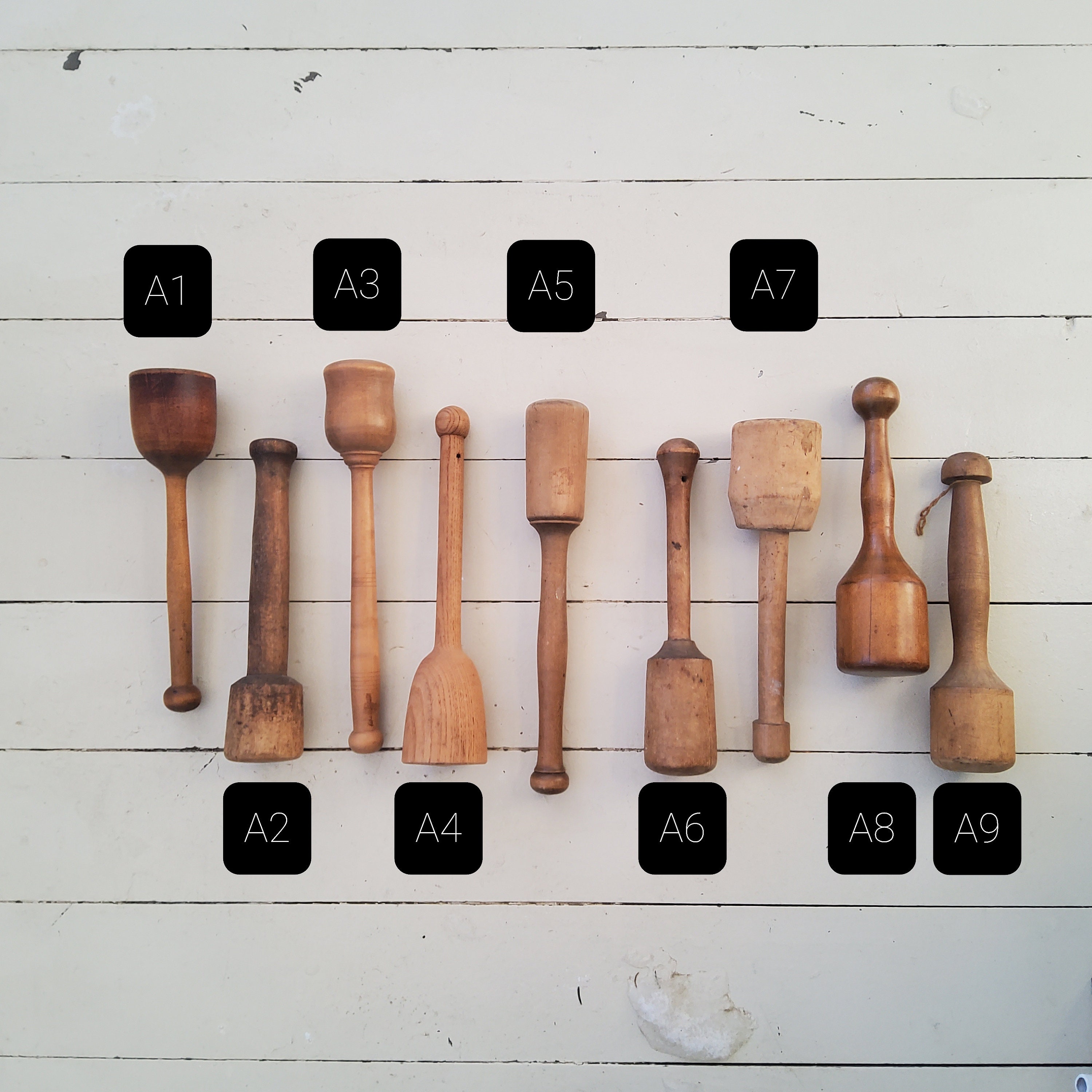 Vintage Kitchen Masher Wood Pestle Rolling Pin Antique Kitchen ...